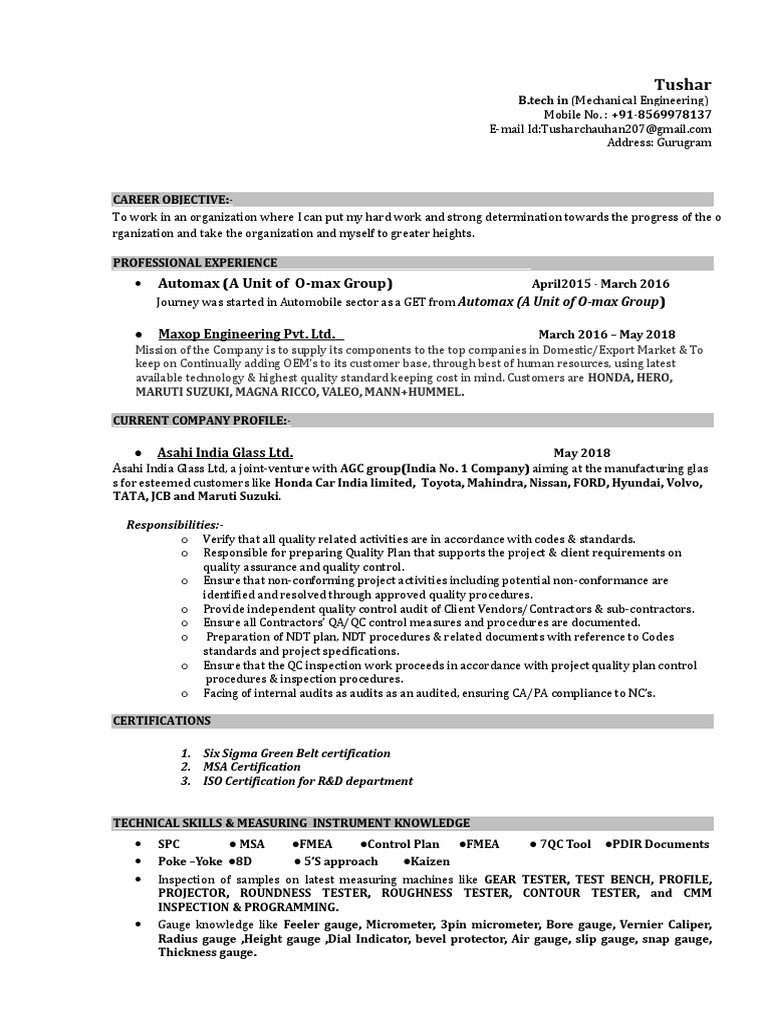 Tushar Resume 2021,,FBD | PDF