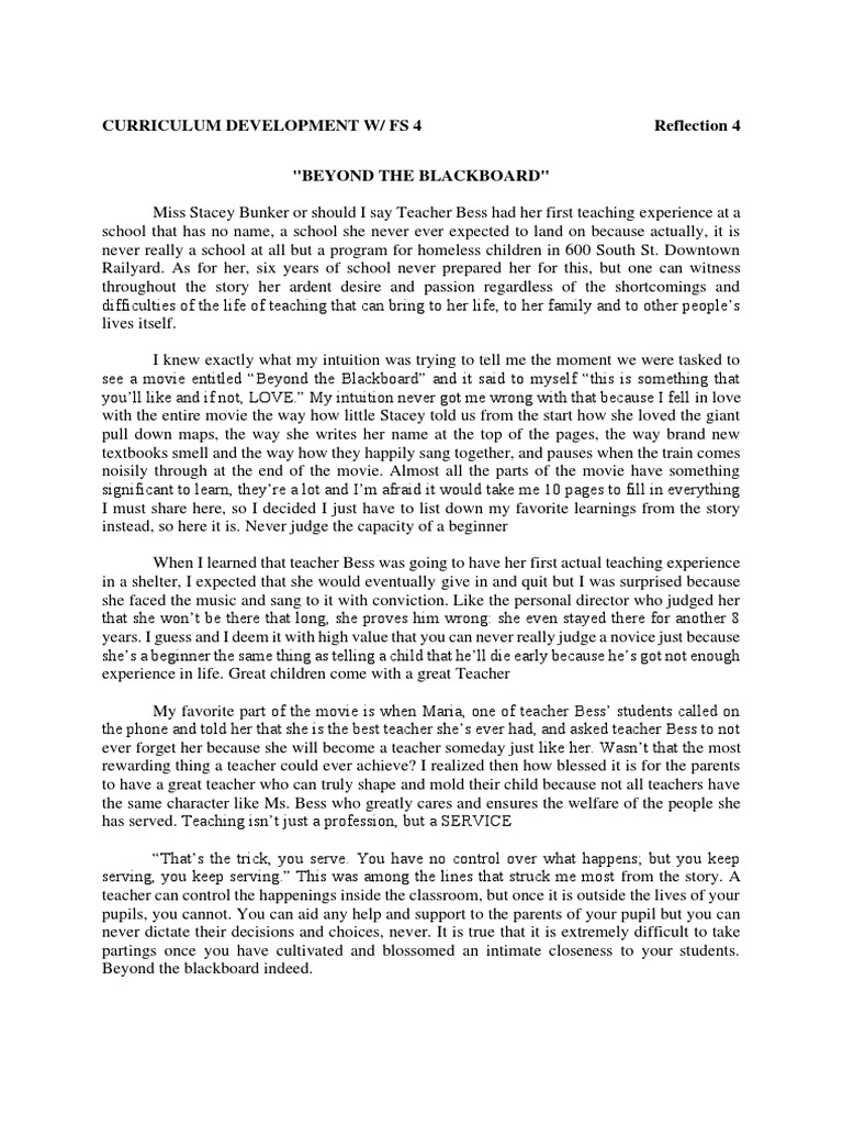 Reflection 4. Beyond The Blackboard | PDF | Teachers