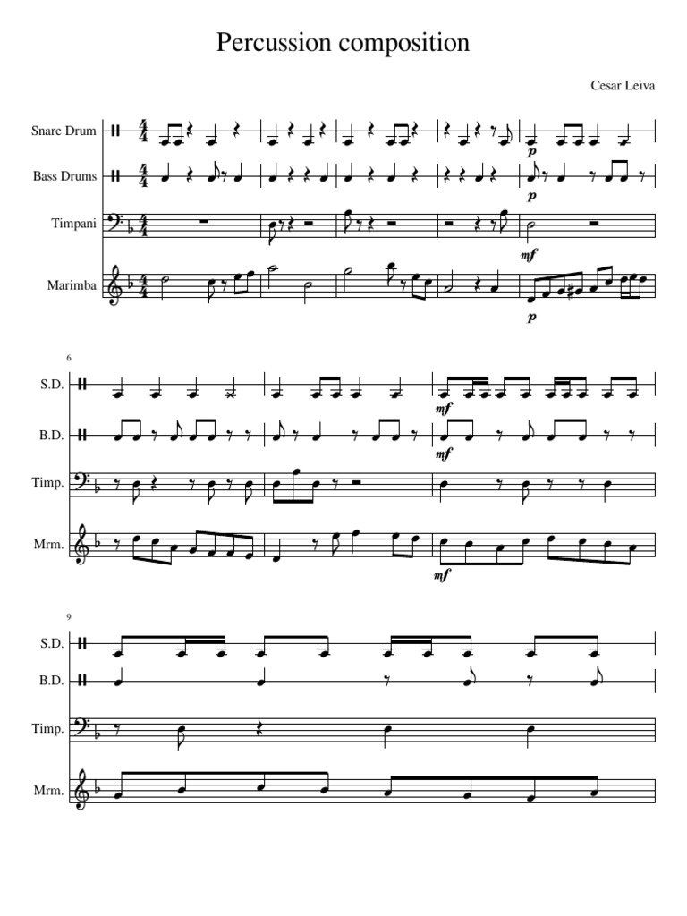 Percussion Composition | PDF | Sound Technology | Rhythm And Meter