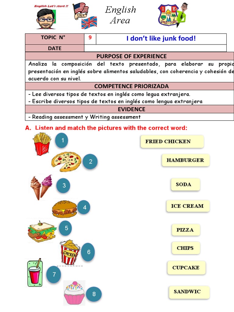 Worksheet 9-I Don't Like Junk Food | PDF | Food And Drink | Cooking