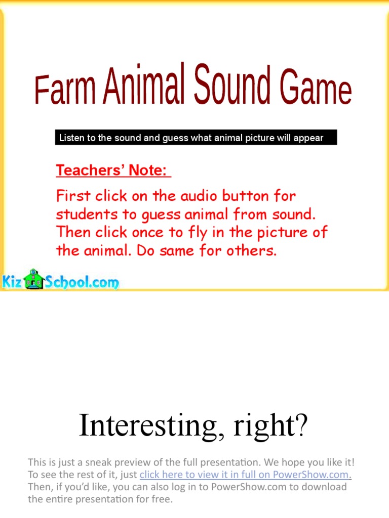 Animal-Sound-Game 2802025 Powerpoint | PDF