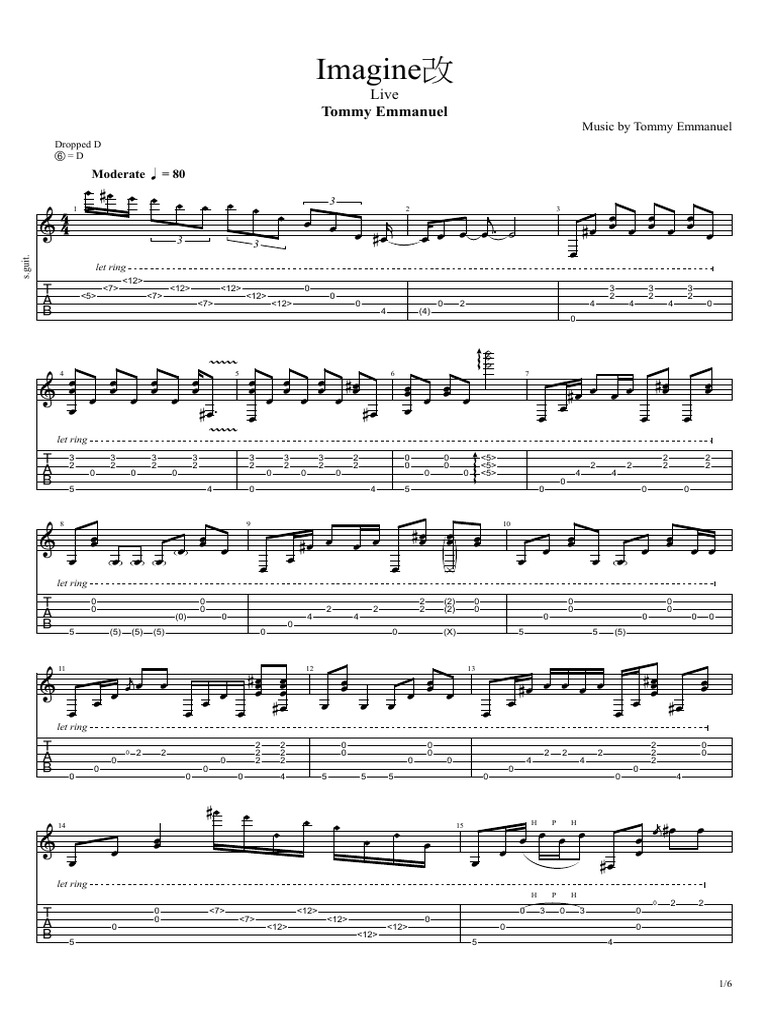 Tommy Emmanuel's "Imagine" Tab | PDF