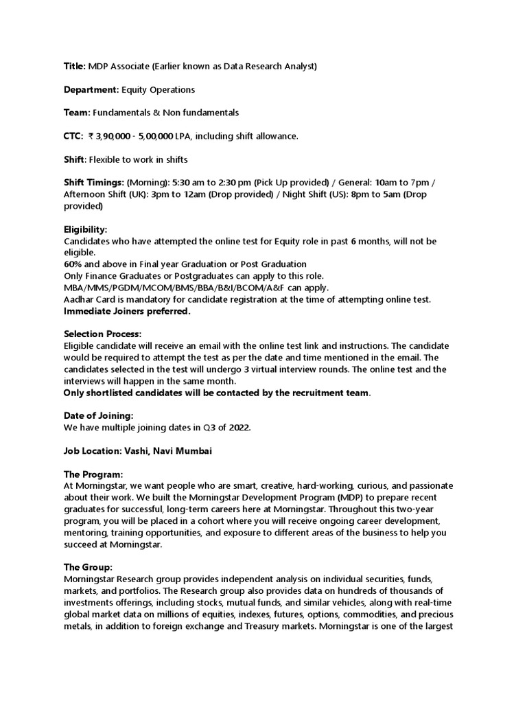 JD - MDP Associate - Equity | PDF | Stocks | Futures Contract
