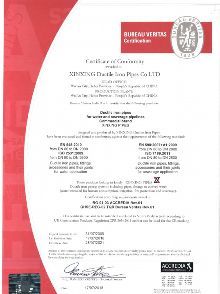 XINXING - ISO 2531 Certificate | PDF