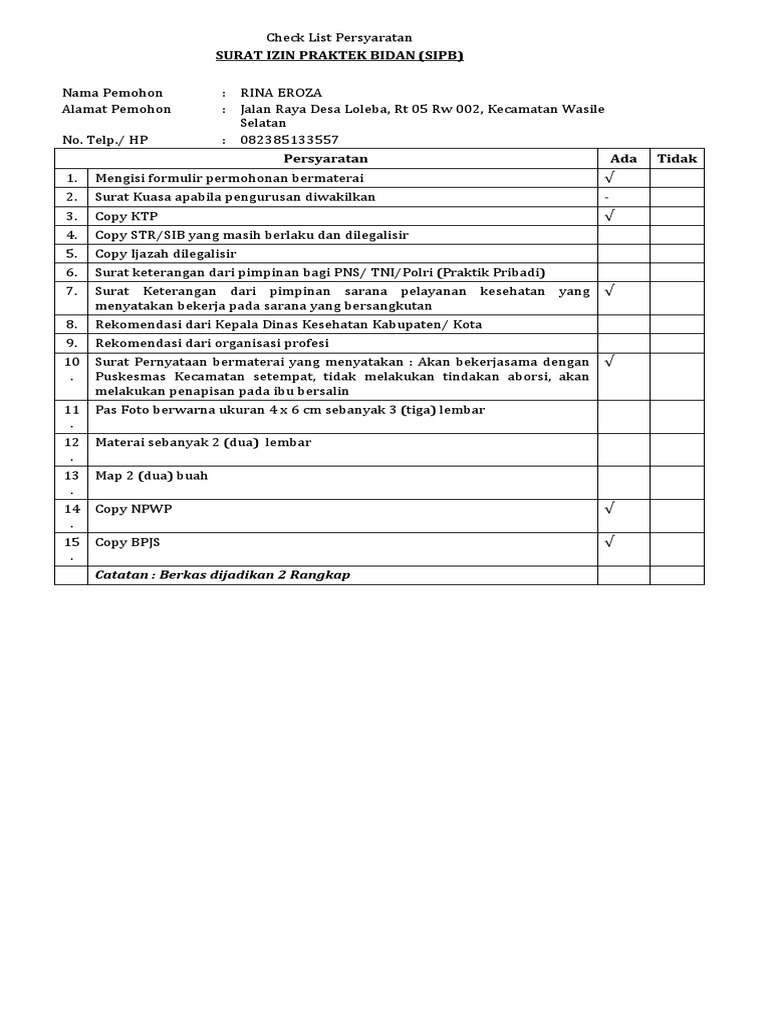 Form. Sip Bidan | PDF