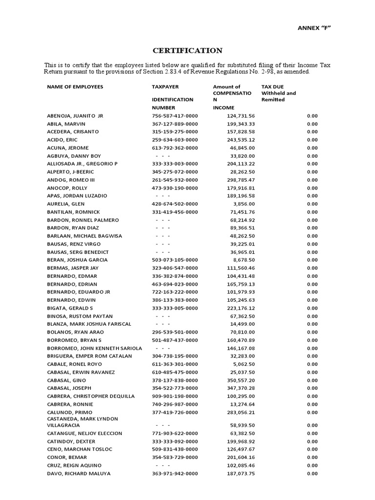 Annex F RR 11-2018 (Attachment To 1604CF) Marvel 2022 | PDF | Taxes ...
