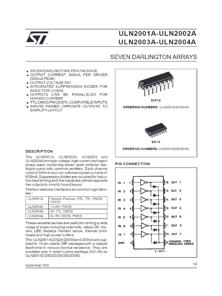 ULN2004 PDF, ULN2004 Description, ULN2004 Datasheet, ULN2004 View - ALLDATASHEET | PDF