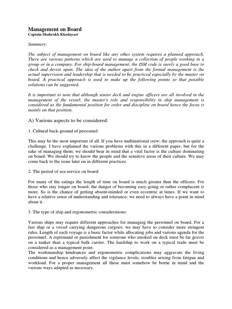 Shipboard Management 1 | PDF | Ships | Knowledge