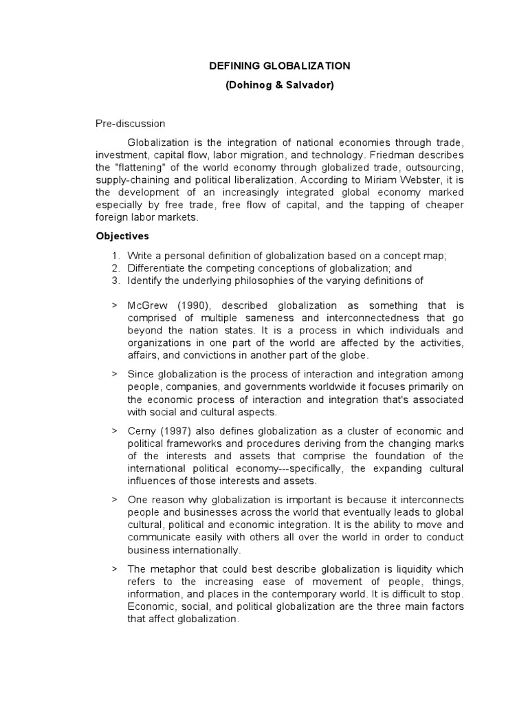 Defining Globalization | PDF | Globalization | Economics