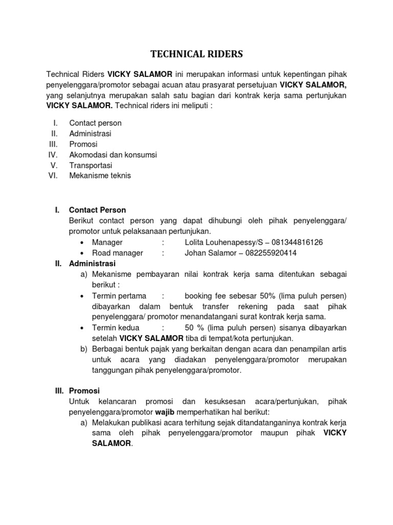 Technical Riders | PDF