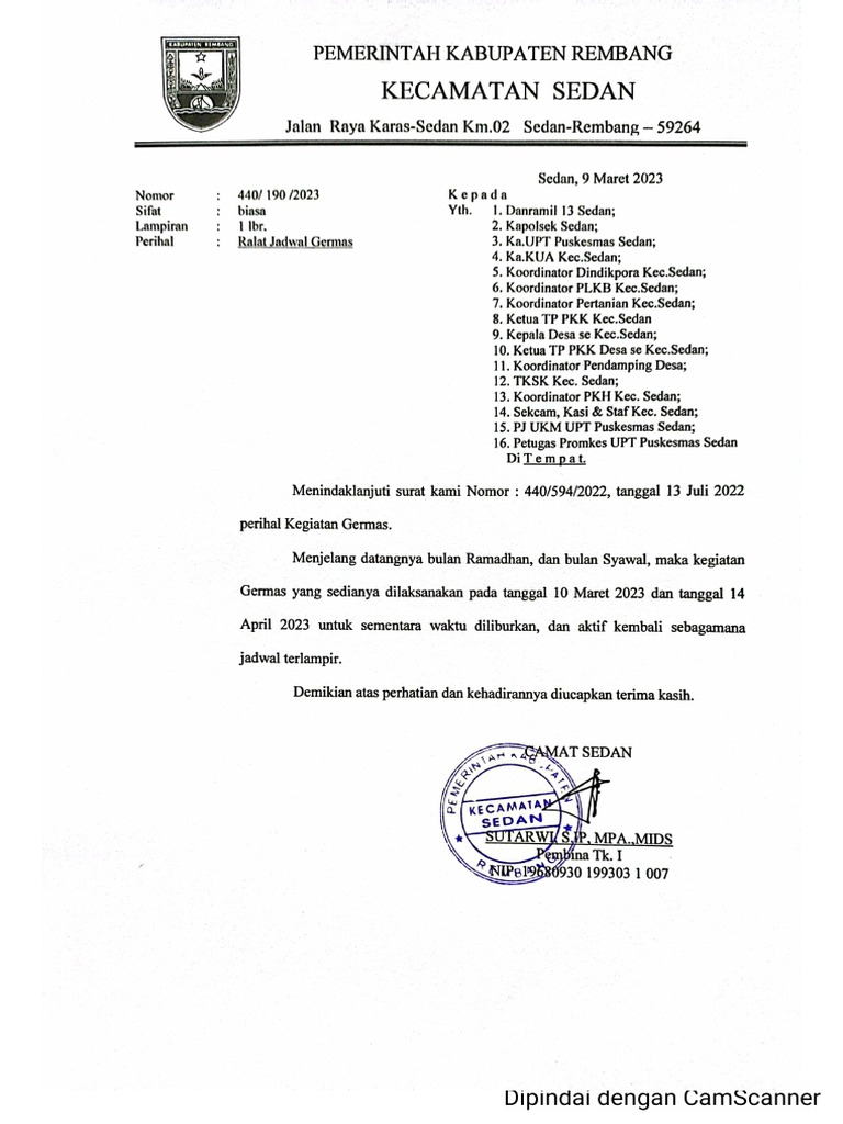 Ralat Jadwal Senam Germas | PDF