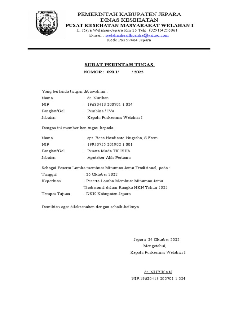 Surat Tugas LOMBA TOGA | PDF