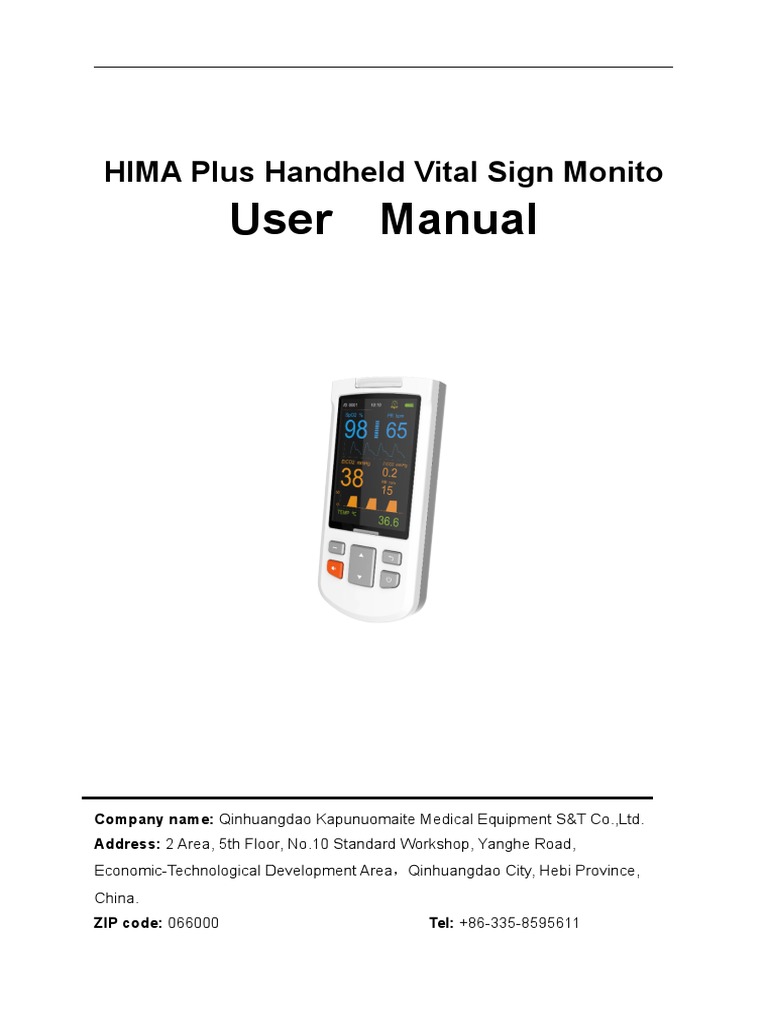 HIMA Plus Vital Sign Monitor Manual | PDF | Blood | Hemoglobin