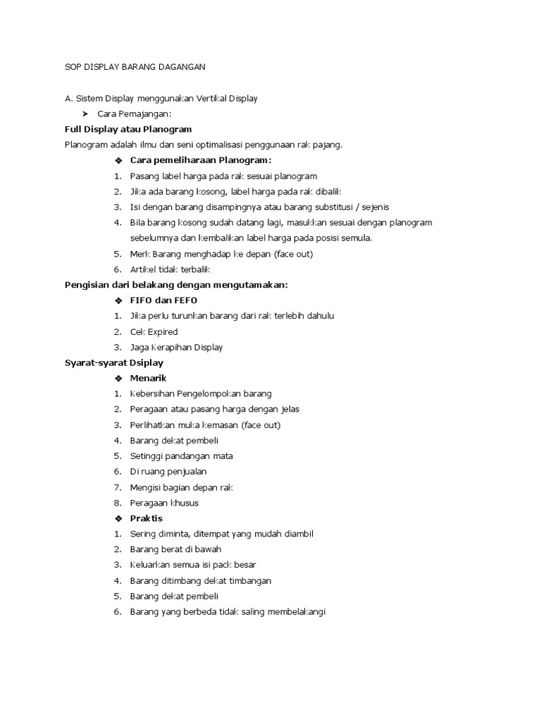 Sop Display | PDF