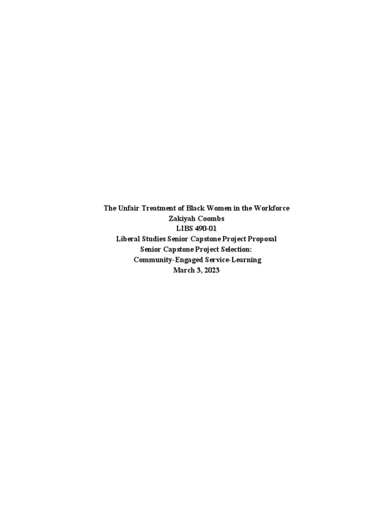 Liberal Studies Senior Capstone Project Proposal | PDF | Discrimination ...
