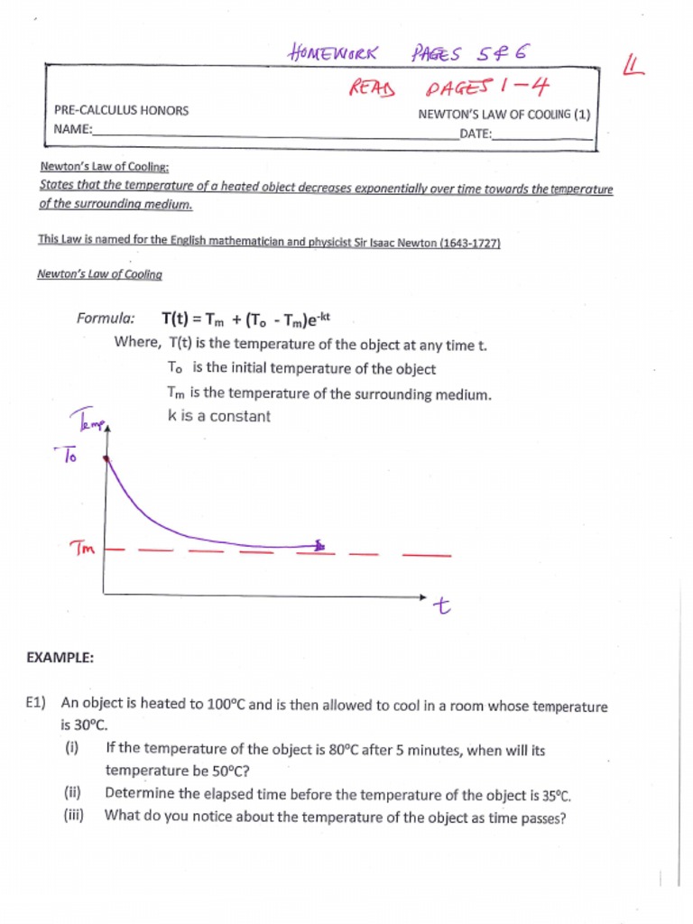 Newtons Law of Cooling | PDF | Transport Phenomena | Thermodynamics