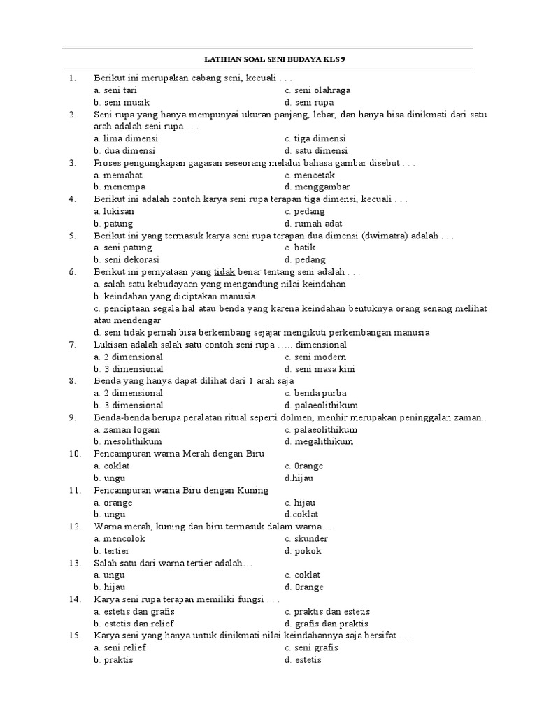 Latihan Soal Kls 9 TUC | PDF