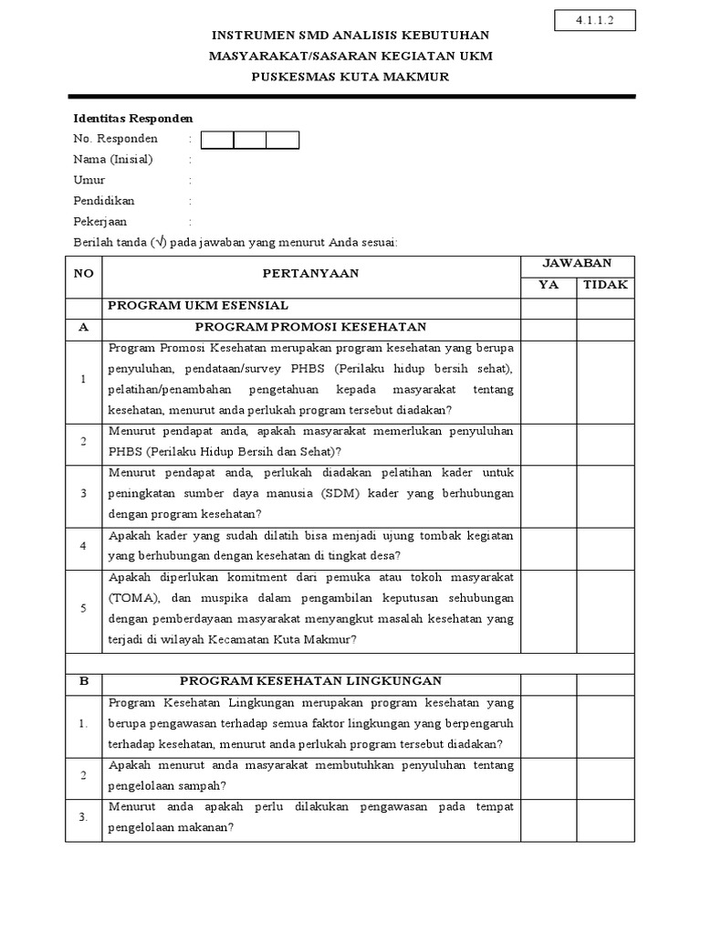 Kuesioner Instrumen IKHM | PDF