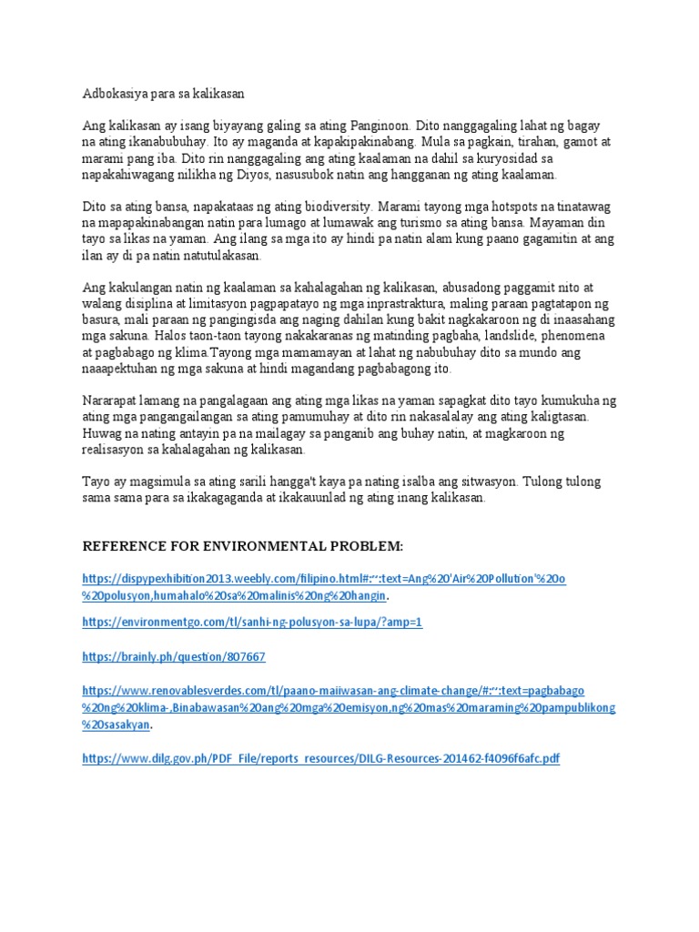 Adbokasiya para Sa Kalikasan | PDF