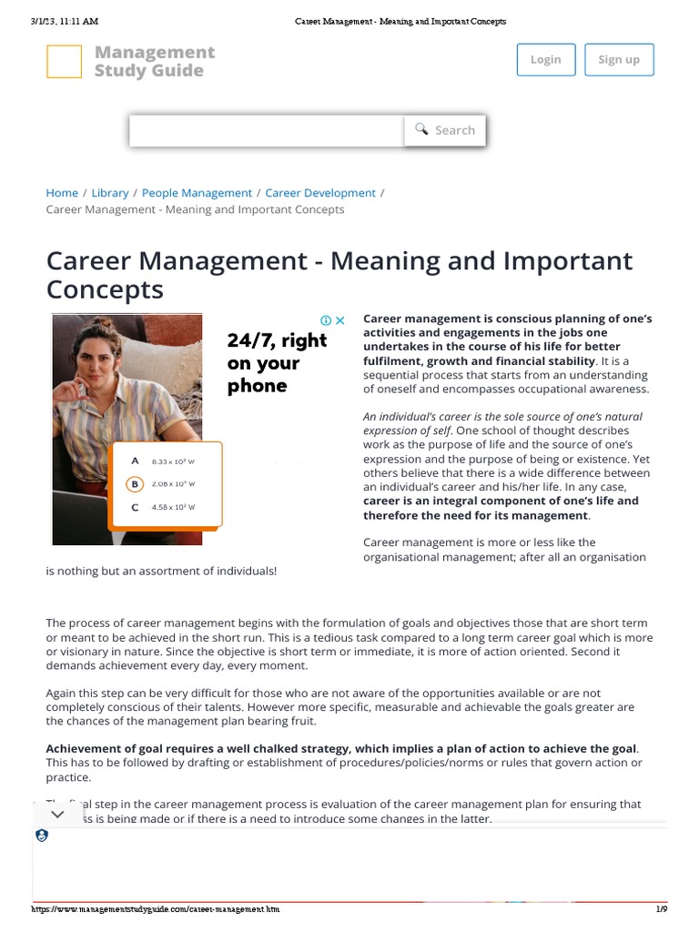 Career Management - Meaning and Important Concepts | PDF | Mentorship ...