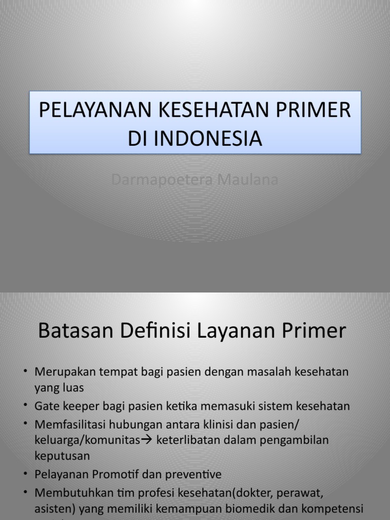 Prinsip Pelayanan Kesehatan Primer Dan SKN 2020 | PDF