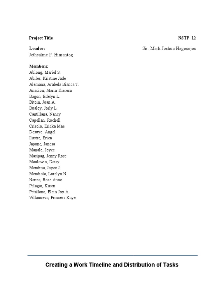 Task Distribution Base On Gant Chart | PDF