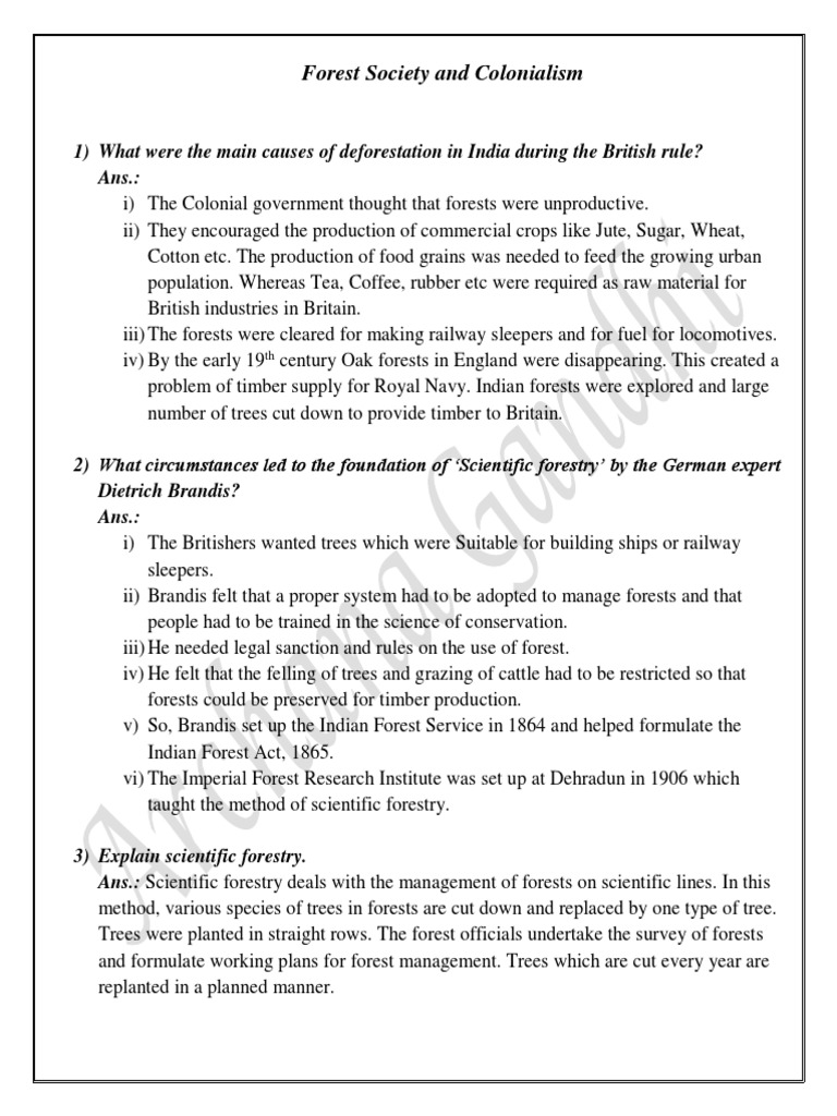 Forest Society & Colonialism Handmade Notes | PDF | Forestry | Forests