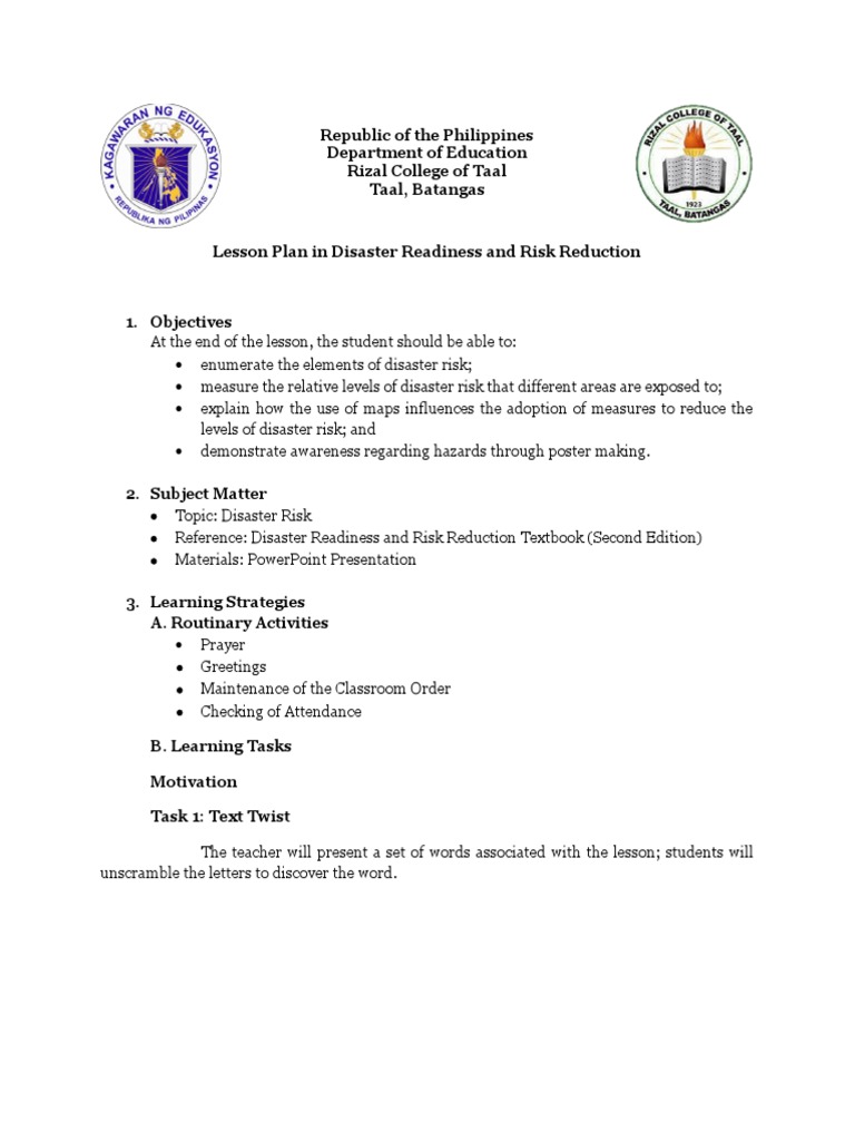 Preparing Students for Disaster: A Lesson Plan on Disaster Readiness ...
