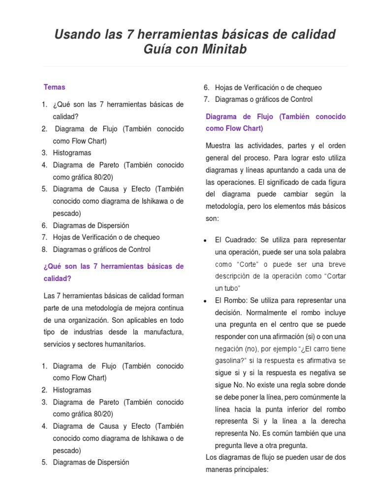 Usando Las 7 Herramientas Básicas de Calidad en Exel y Minitab 2colunas ...