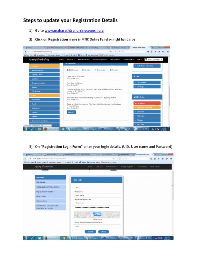 Steps To Update Registration Data | PDF