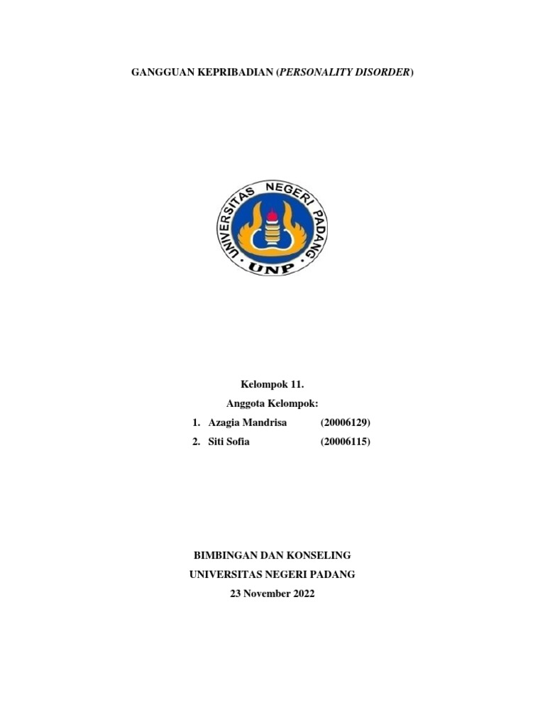 Kelompok 11 - Makalah - Gangguan Kepribadian | PDF | Karier & Perkembangan | Pengembangan Diri