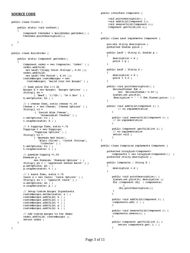 UML Example Source 1 1 1 | PDF | Hamburgers | Coleslaw