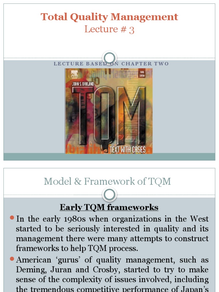 TQM Lecture # 3 | PDF | Quality (Business) | Quality Management