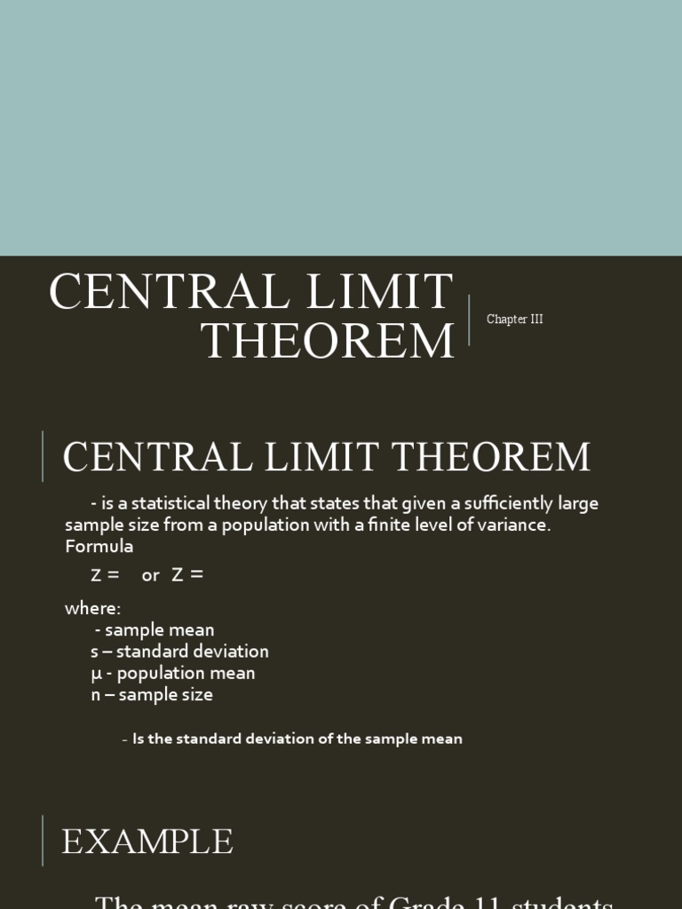 Central Limit Theorem Pdf Standard Deviation Mean