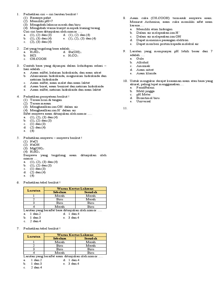 Ciri dan Contoh Larutan Asam-Basa | PDF