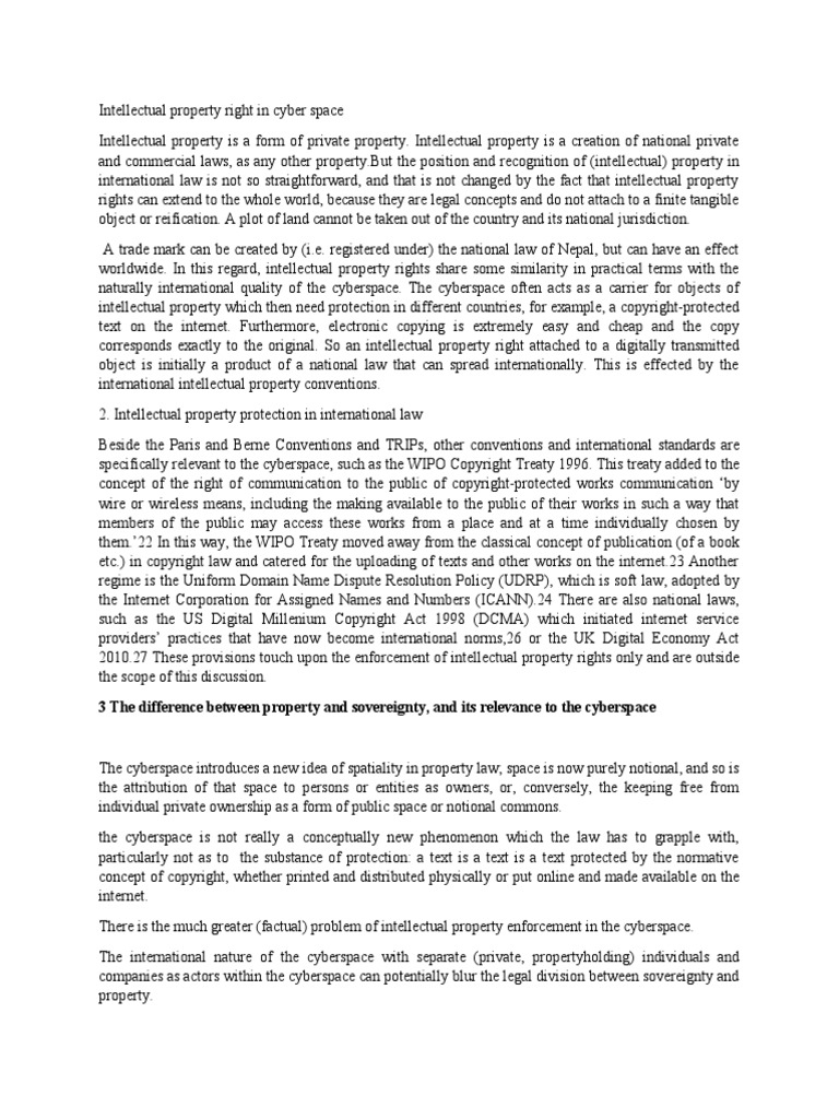 Intellectual Property Right in Cyber World | PDF | Intellectual ...