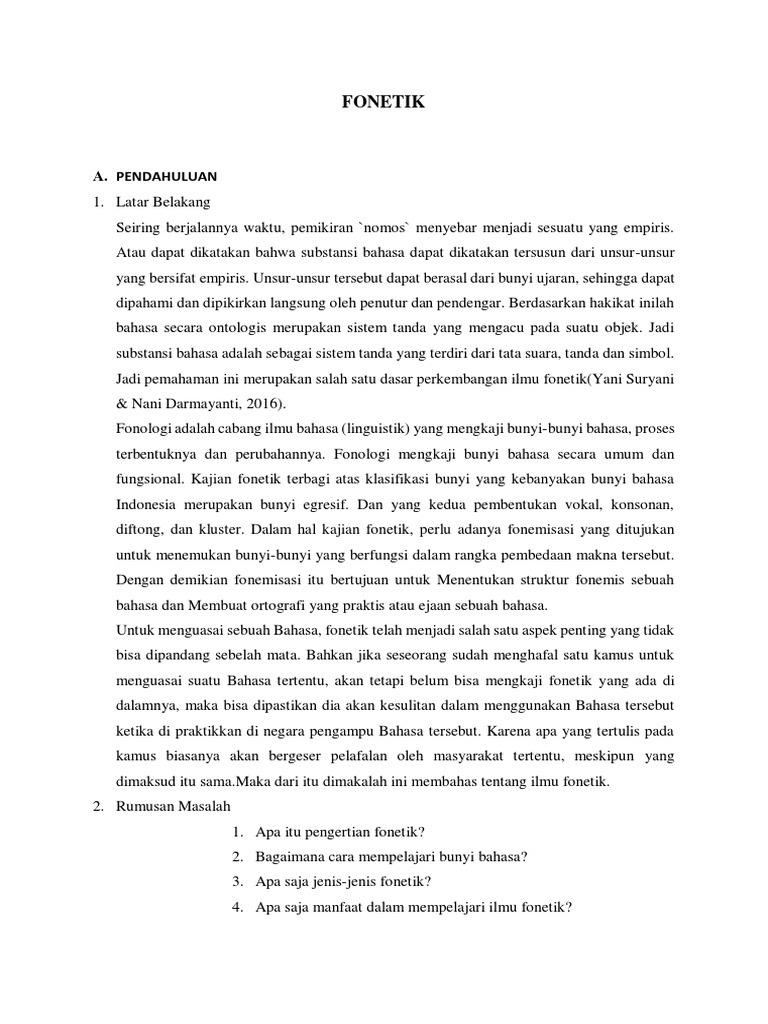 Makalah Fonetik | PDF | Seni & Disiplin Bahasa