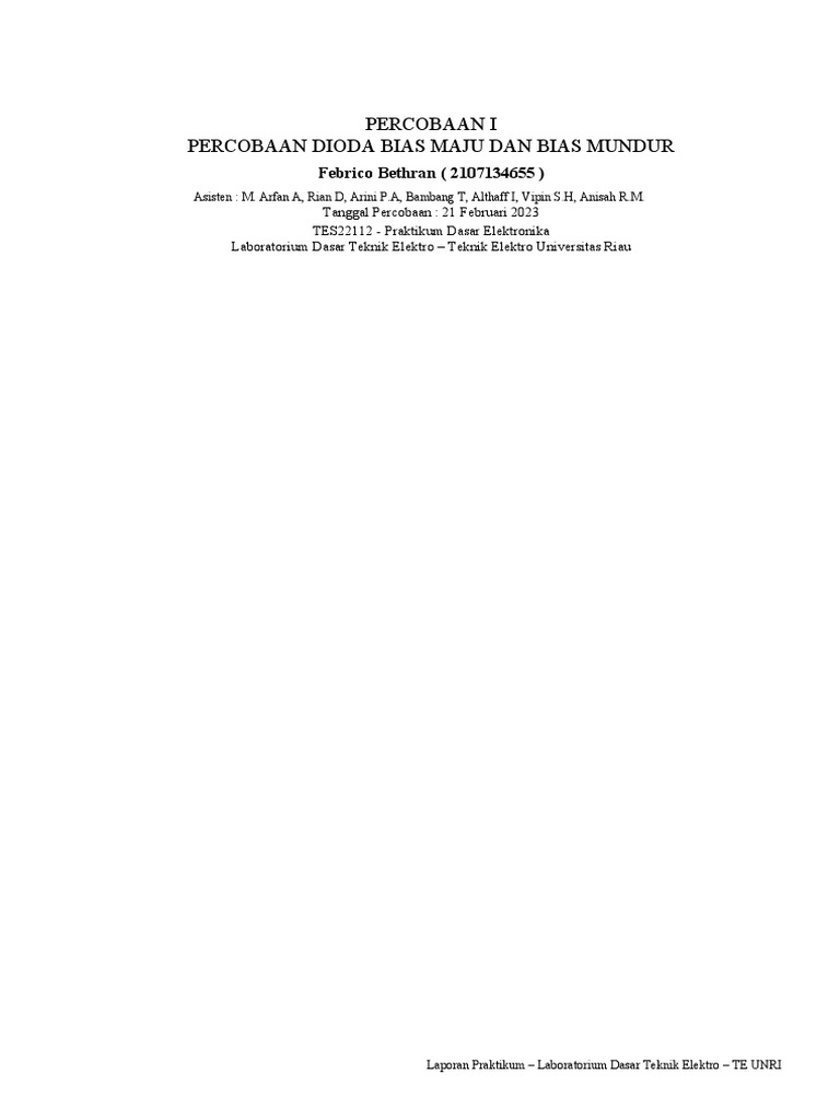 Jurnal Dasel Percobaan 1 | PDF