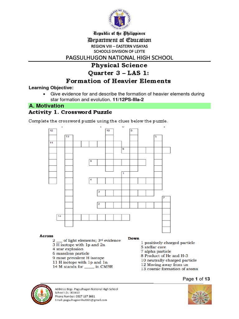 Physical Science - Quarter 3 - LAS 1 FORMATION OF HEAVY ELEMENTS | PDF ...
