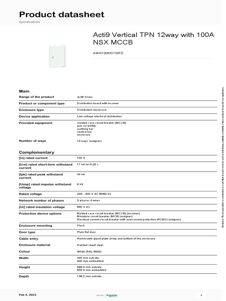 Acti9 Disbo - A9H312MNS100FD | PDF | Alternating Current | Electrical ...