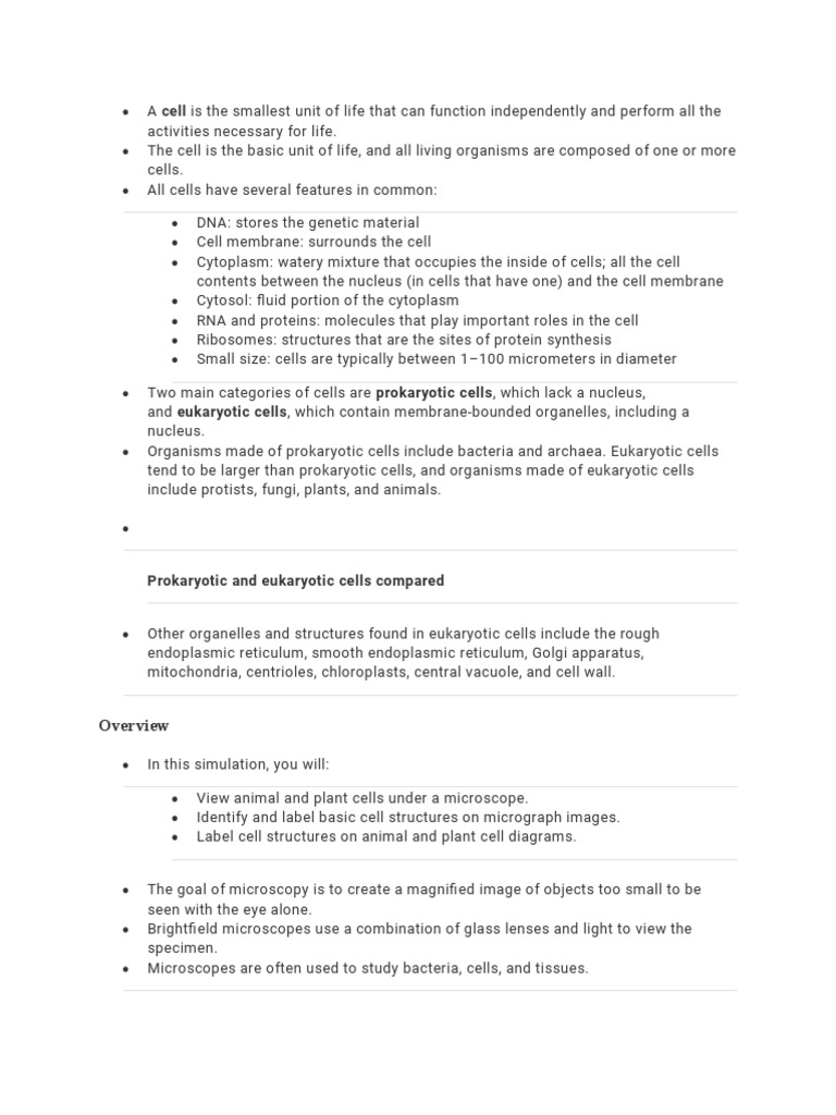 The Cell | PDF | Cell (Biology) | Eukaryotes