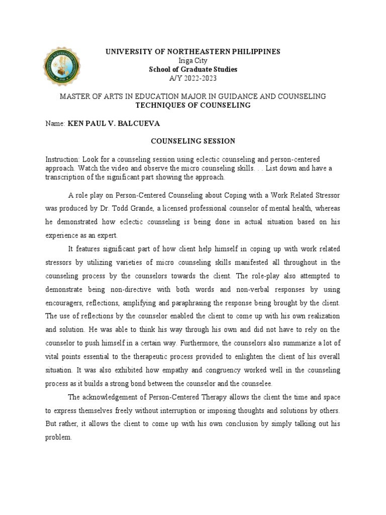 COUNSELING SESSION Reflection | PDF