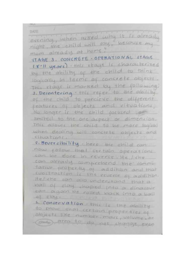 Concrete Operational Stage | PDF