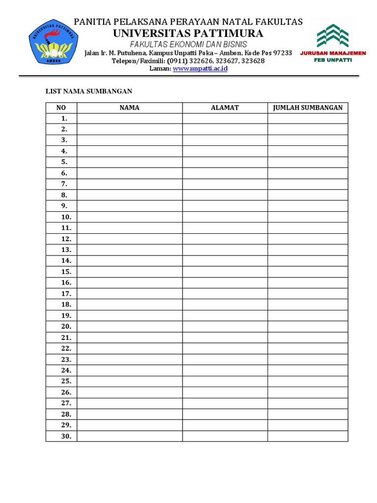 Daftar List Nama Sumbangan | PDF