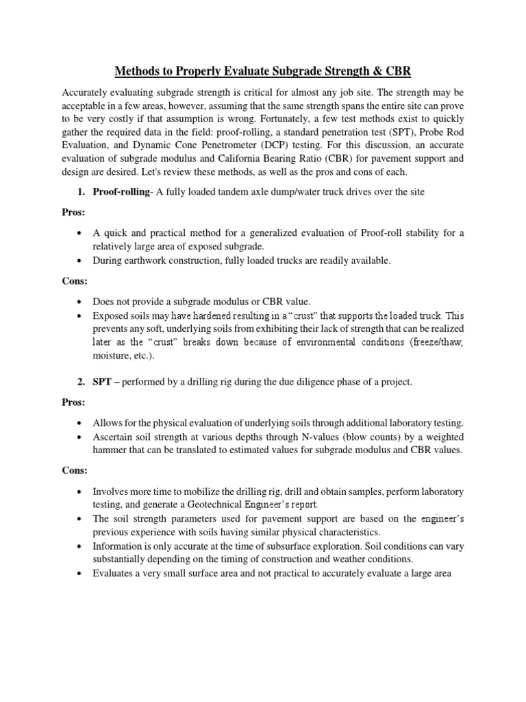 Subgrade Strength & CBR Evaluation | PDF | Road Surface | Concrete