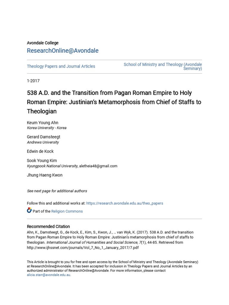 538 A.D. and The Transition From Pagan Roman Empire To Holy Roman | PDF ...