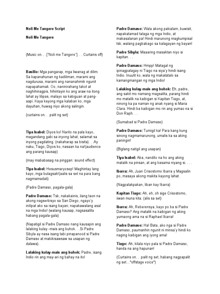 Noli Me Tangere Script1 | PDF