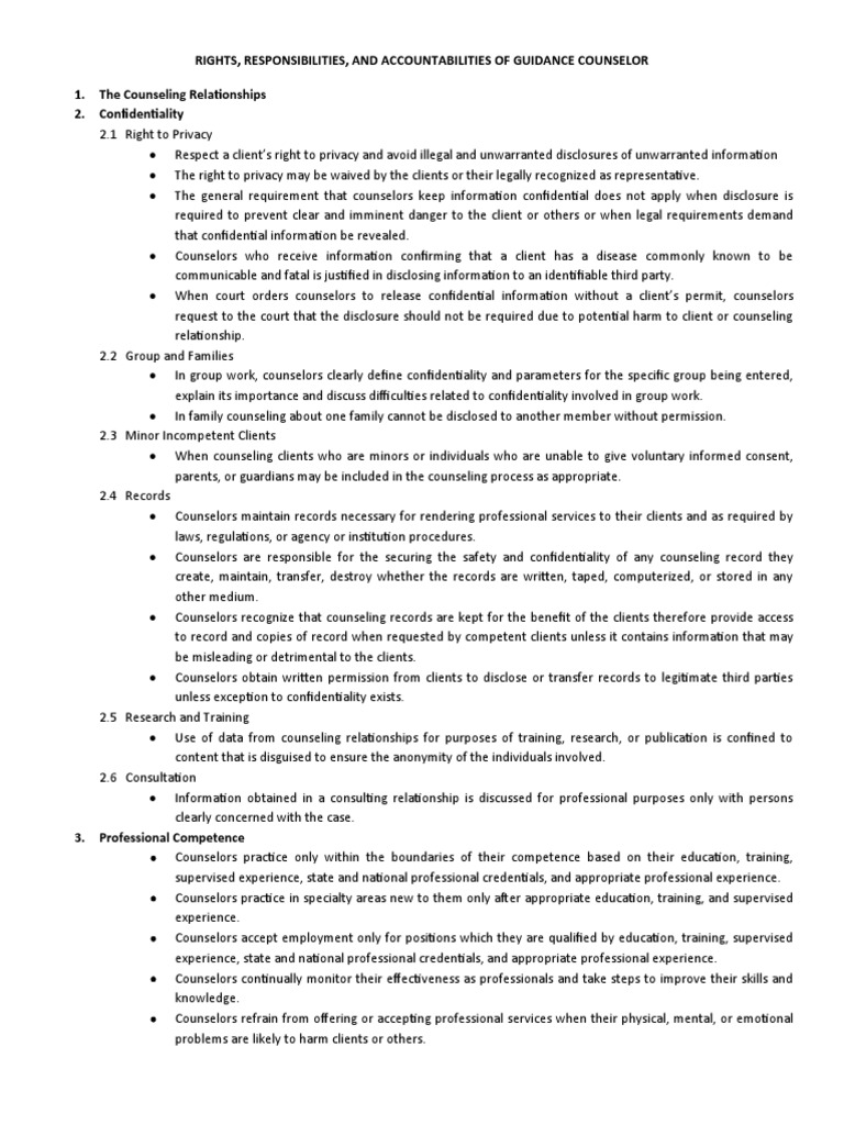 RIGHTS | PDF | Confidentiality | School Counselor