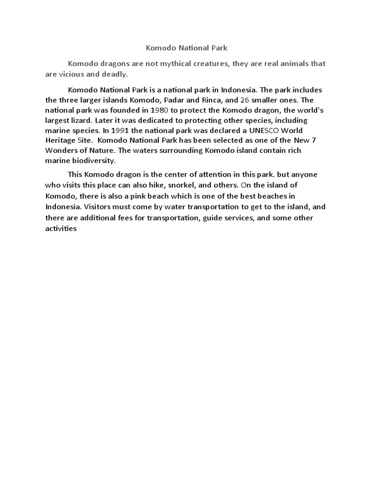 Komodo National Park A Unesco Gem Pdf Travel Science Mathematics