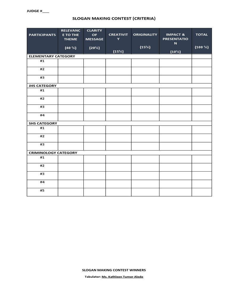 Slogan Making Contest Criteria | PDF